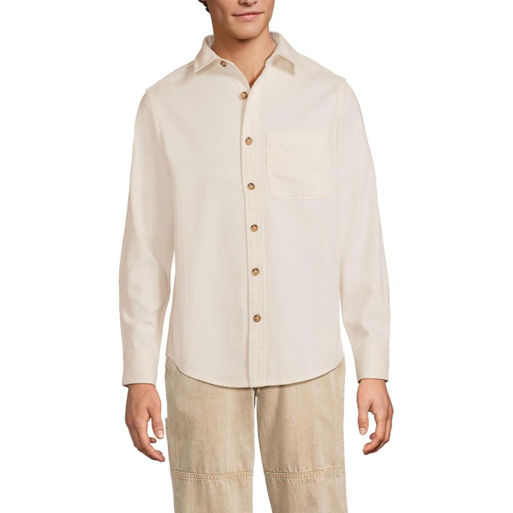 Lands’ End Men’s Sailcloth Overshirt(Natural) - Lands' End