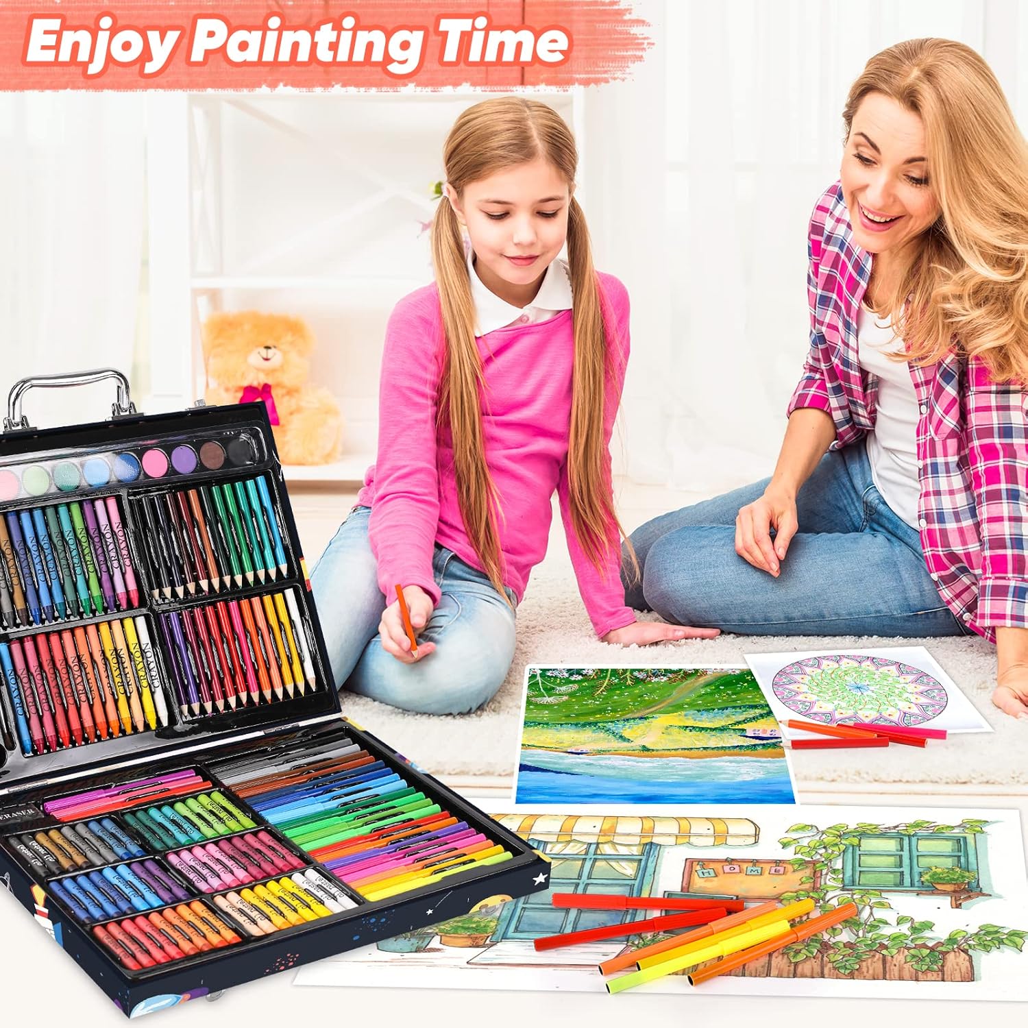 Soucolor Arts and Crafts Supplies, 183-Pack Drawing Painting Set for ...
